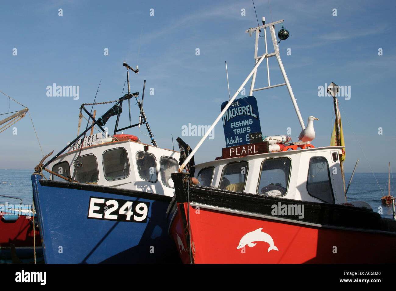 Fishing boats Beer Devon England UK Stock Photo - Alamy