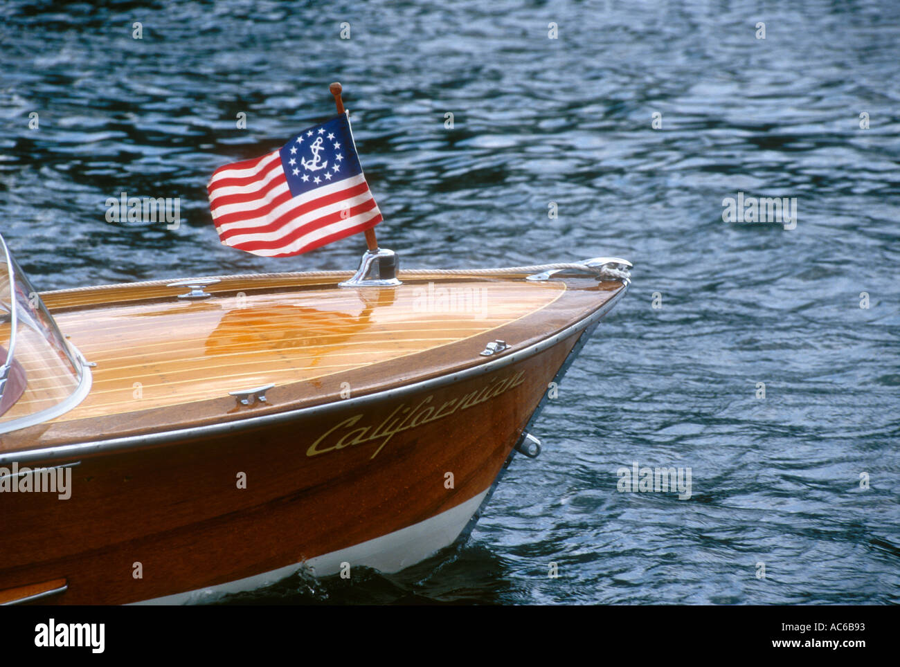 An American 1957 14ft 9in Wagemaker runabout motorboatat the Thames ...
