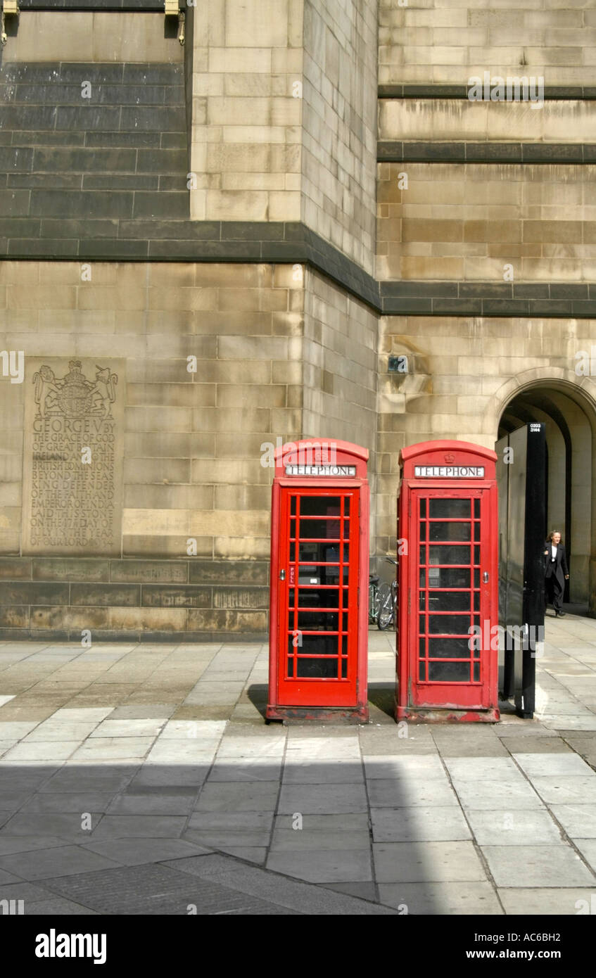 Manchester phone boxes town hall Stock Photo - Alamy