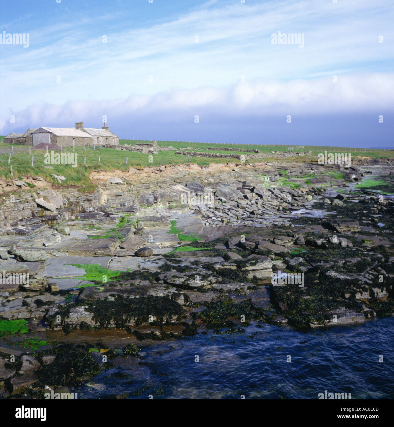 Old croft by the shore Papa Westray Orkney Islands Scotland Stock Photo ...