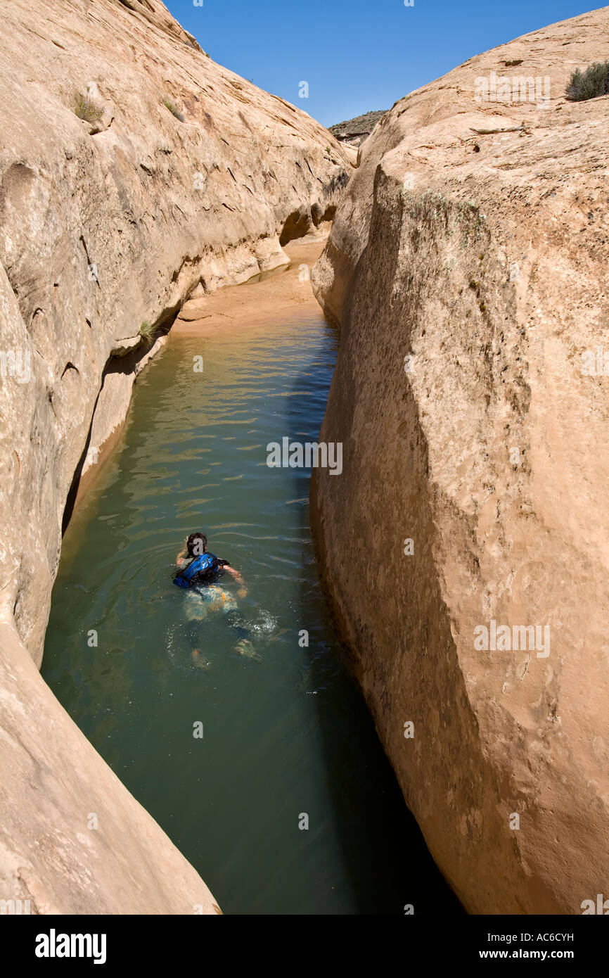 Joao Fortes swims accross a pool in Zero Gravity Canyon in the San ...