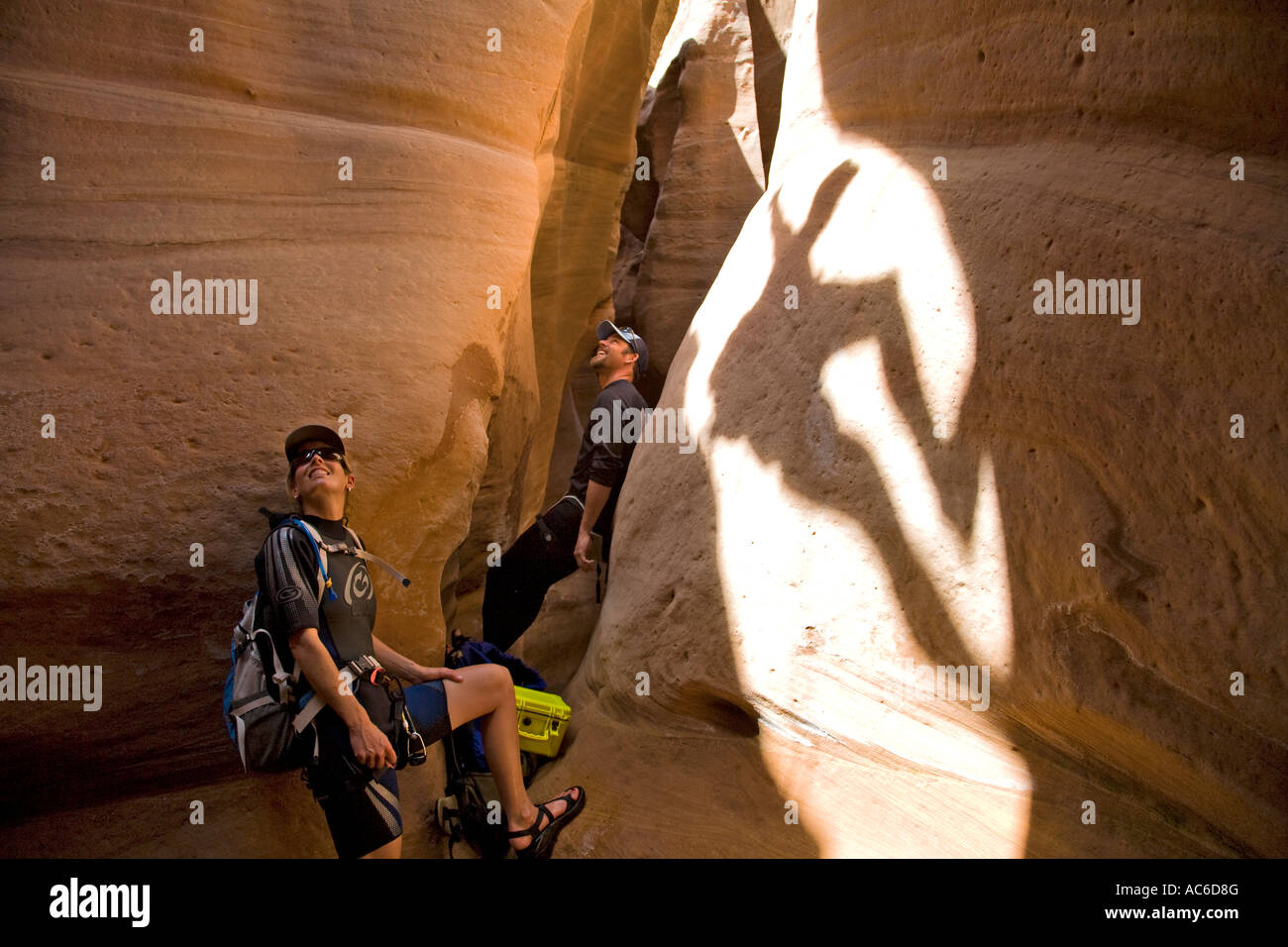 Kristi Jensen and Justin Bogan and shadow in Fry Canyon Utah United ...