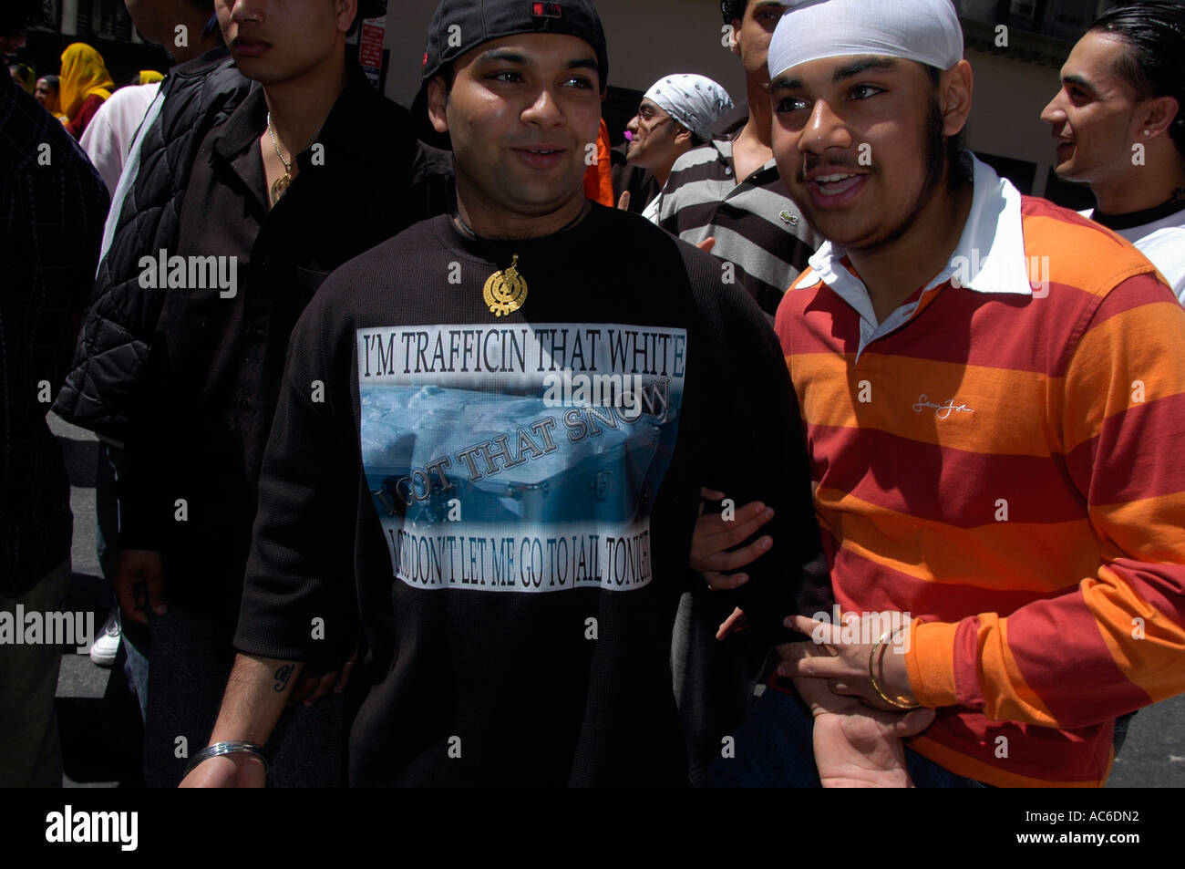 Teenage members of the Sikh religion march in the Sikh Day Parade in ...