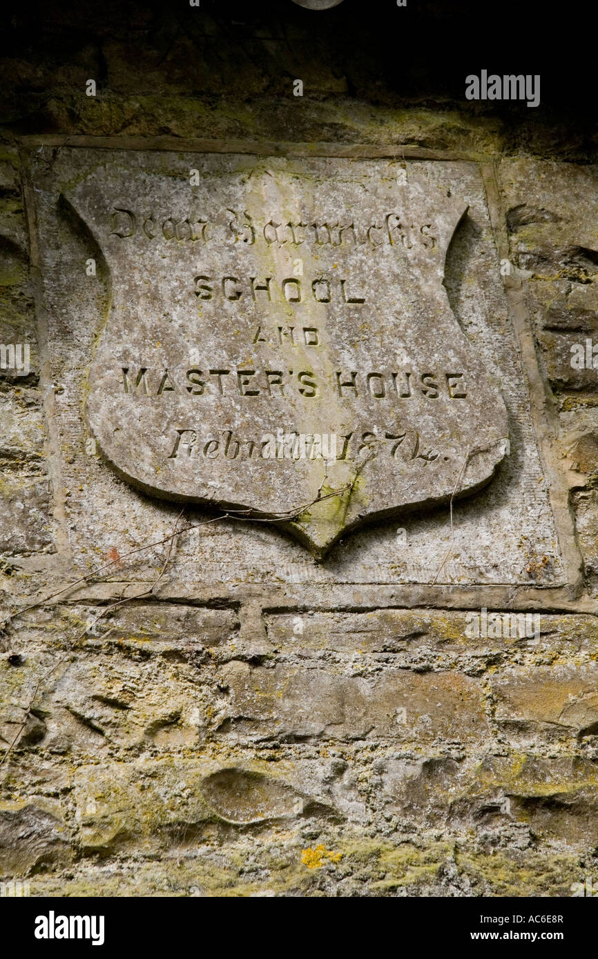 Plaque above doorway to Dean Barwick's School and Master's House ...