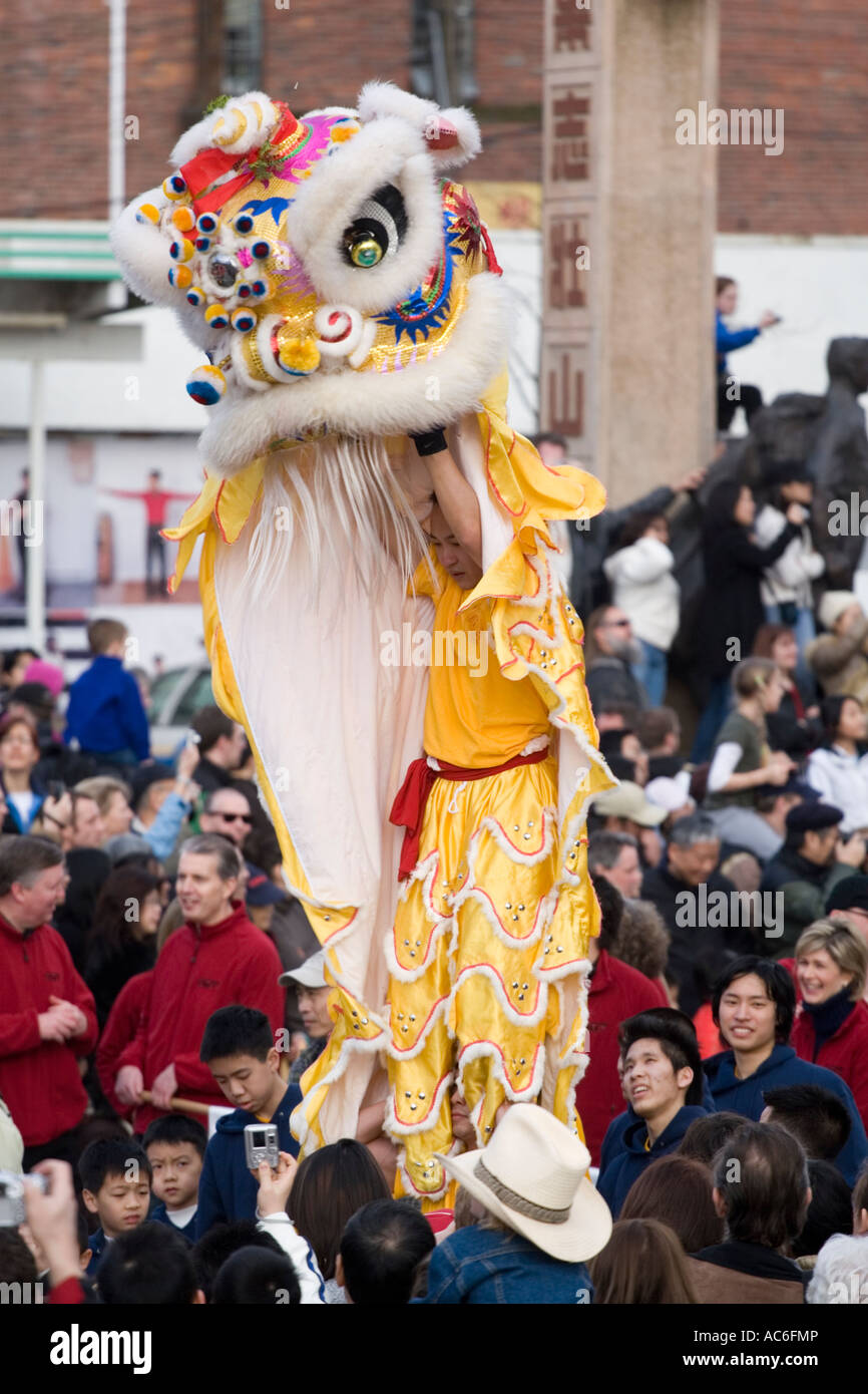 Lion Dance at Chinese New Year Parade Stock Photo - Alamy