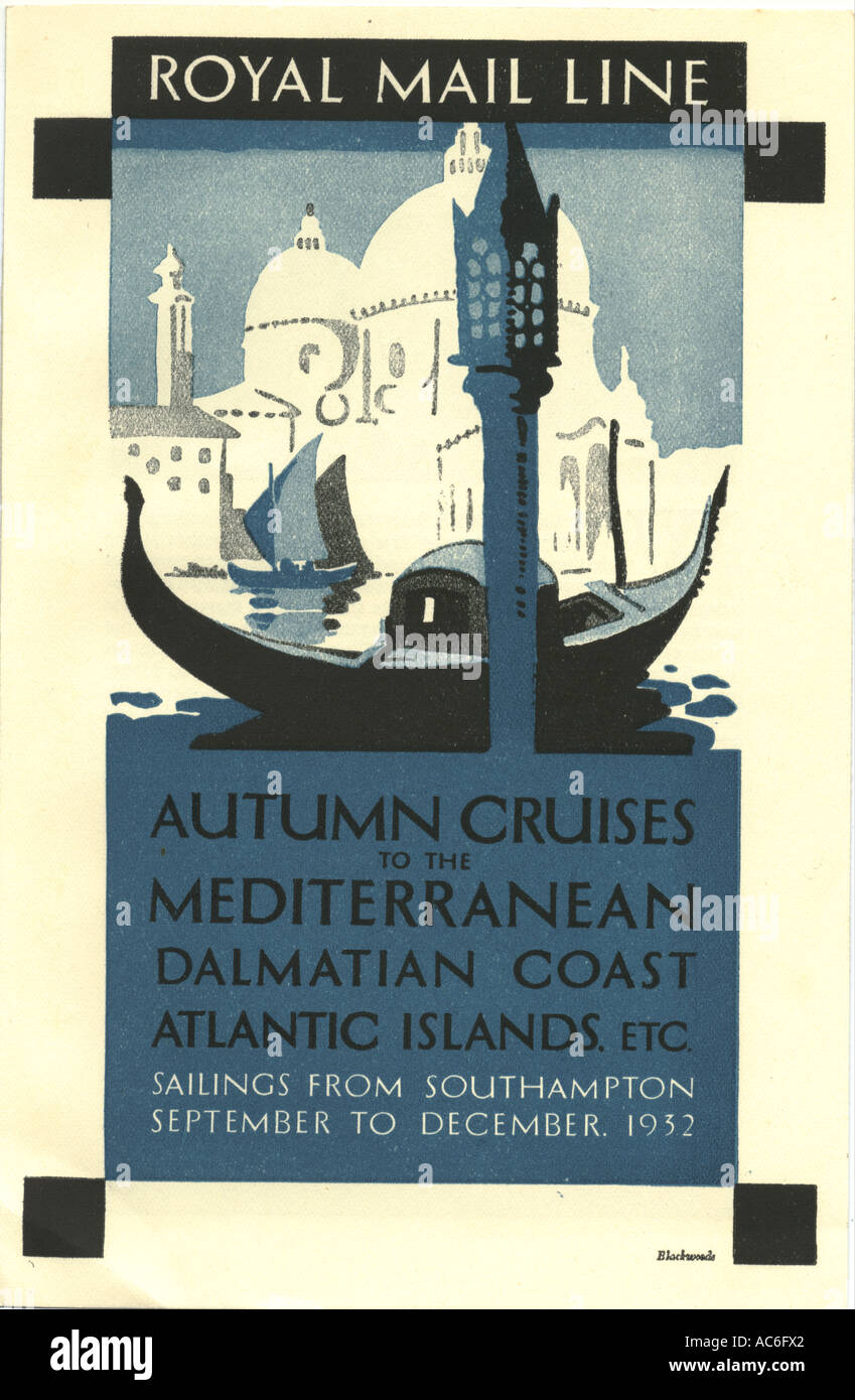 Royal Mail Line advertisement for Autumn cruises 1932 Stock Photo - Alamy