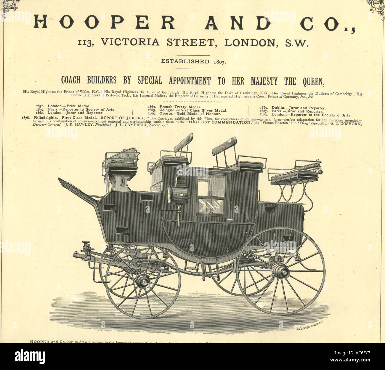 Advertisement for Hooper & Co's coach circa 1875 Stock Photo - Alamy