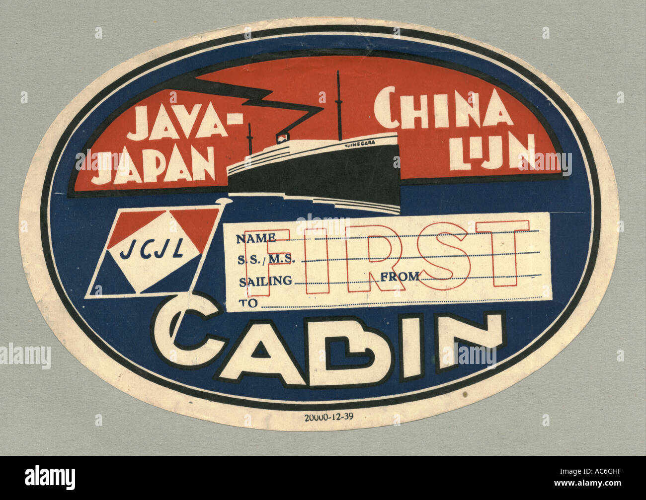 Luggage label Java-China-Japan Lijn 1939 Stock Photo - Alamy