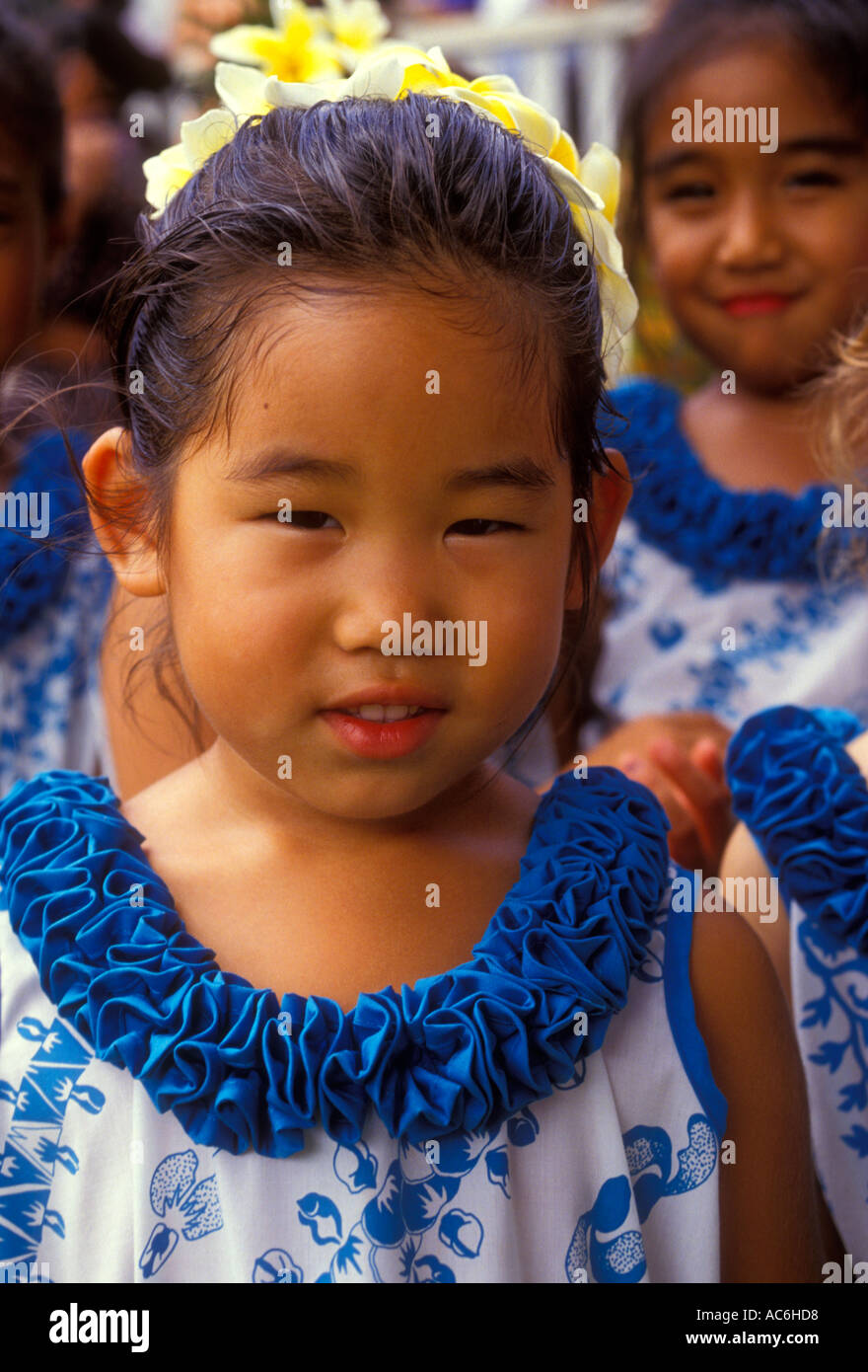 Hawaiian, Hawaiian girl, child, hula dancer, eye contact, front view ...