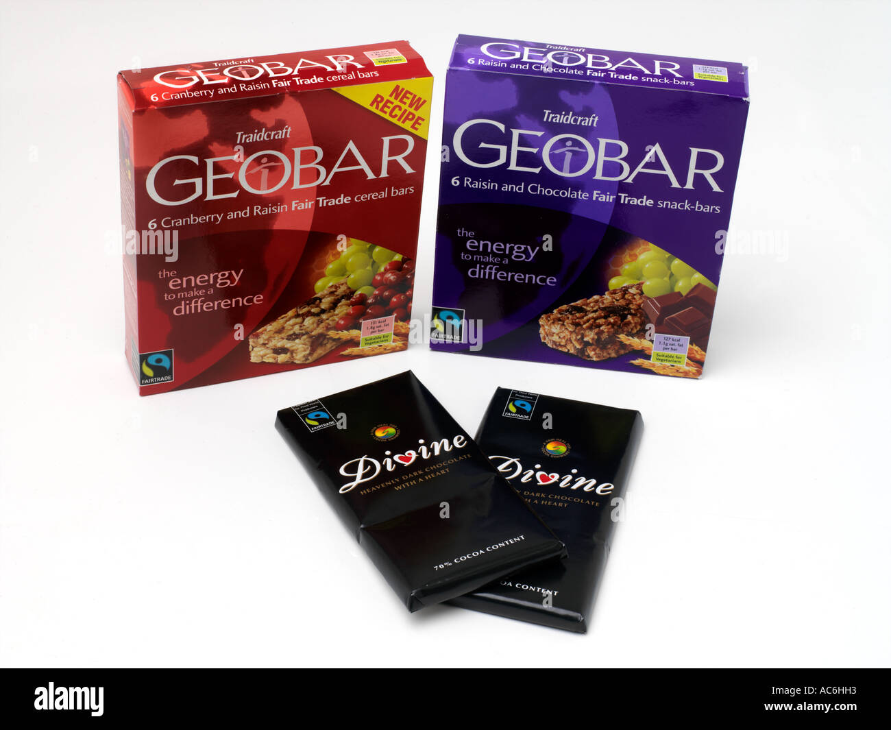 Fair Trade Goods Geo Bars and Chocolate Fruit and Cereal Stock Photo ...