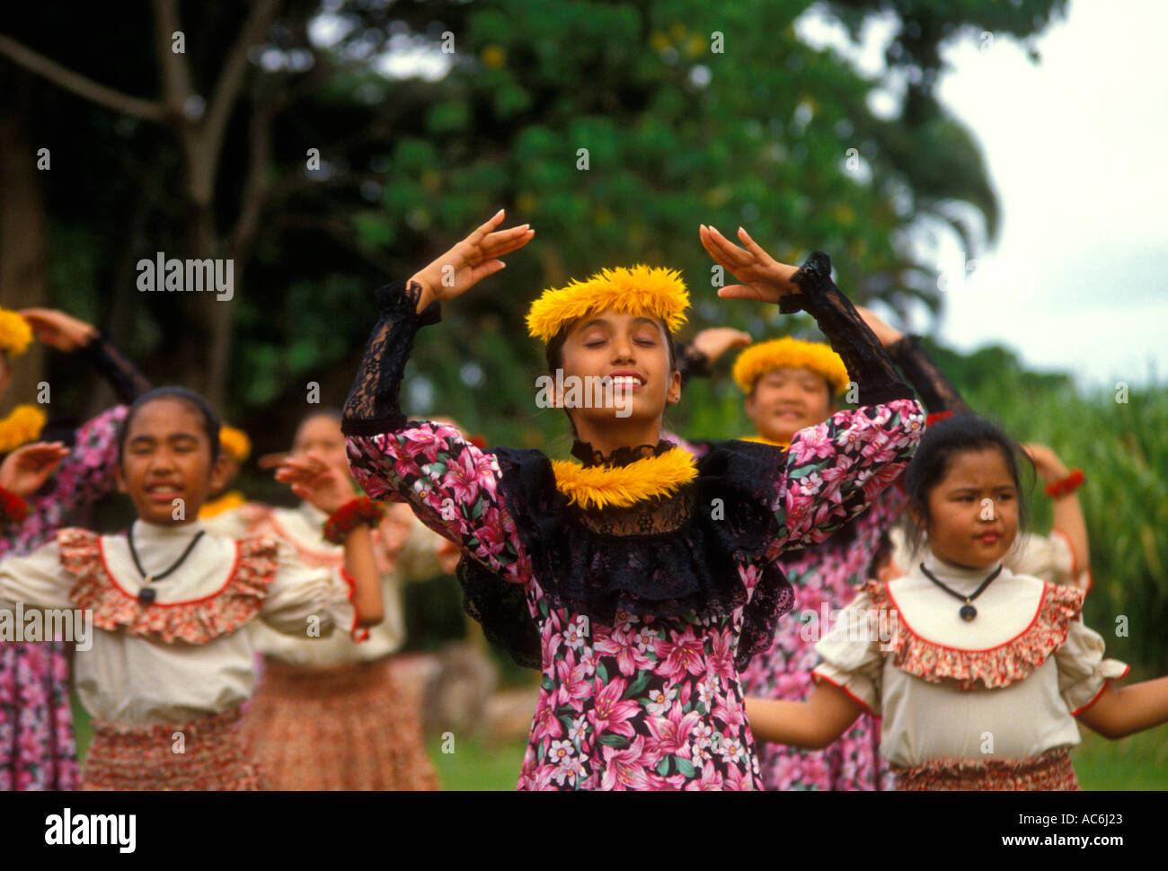 Hawaiian girls, girls, children, hula dance, hula dancers, Aloha Stock ...