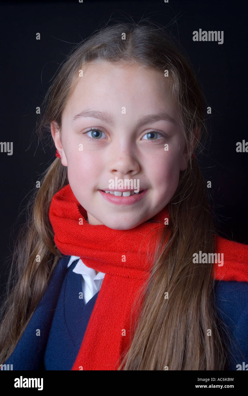 Young schoolgirl in red scarf Stock Photo - Alamy