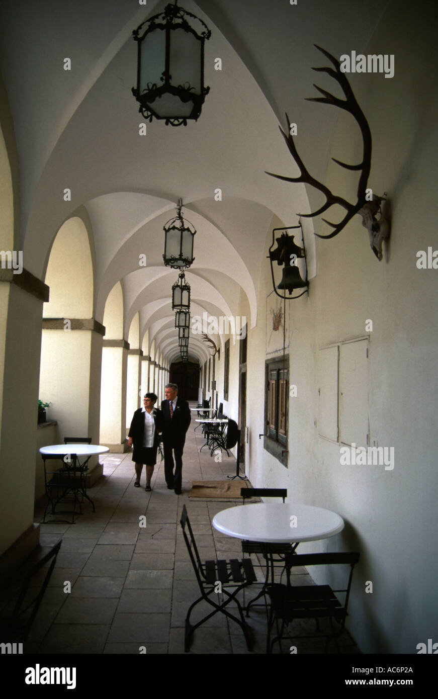 Corridor at renaissance-era castle owned by the Sternbergs, family of ...