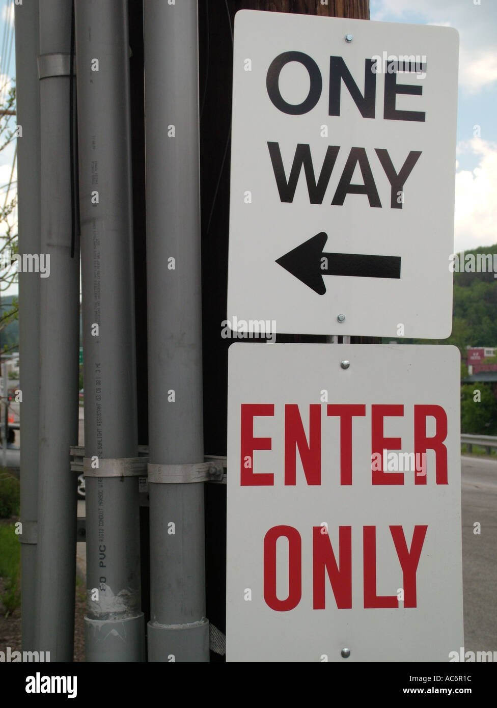 AJD42949, road sign, One Way, Enter Only Stock Photo - Alamy