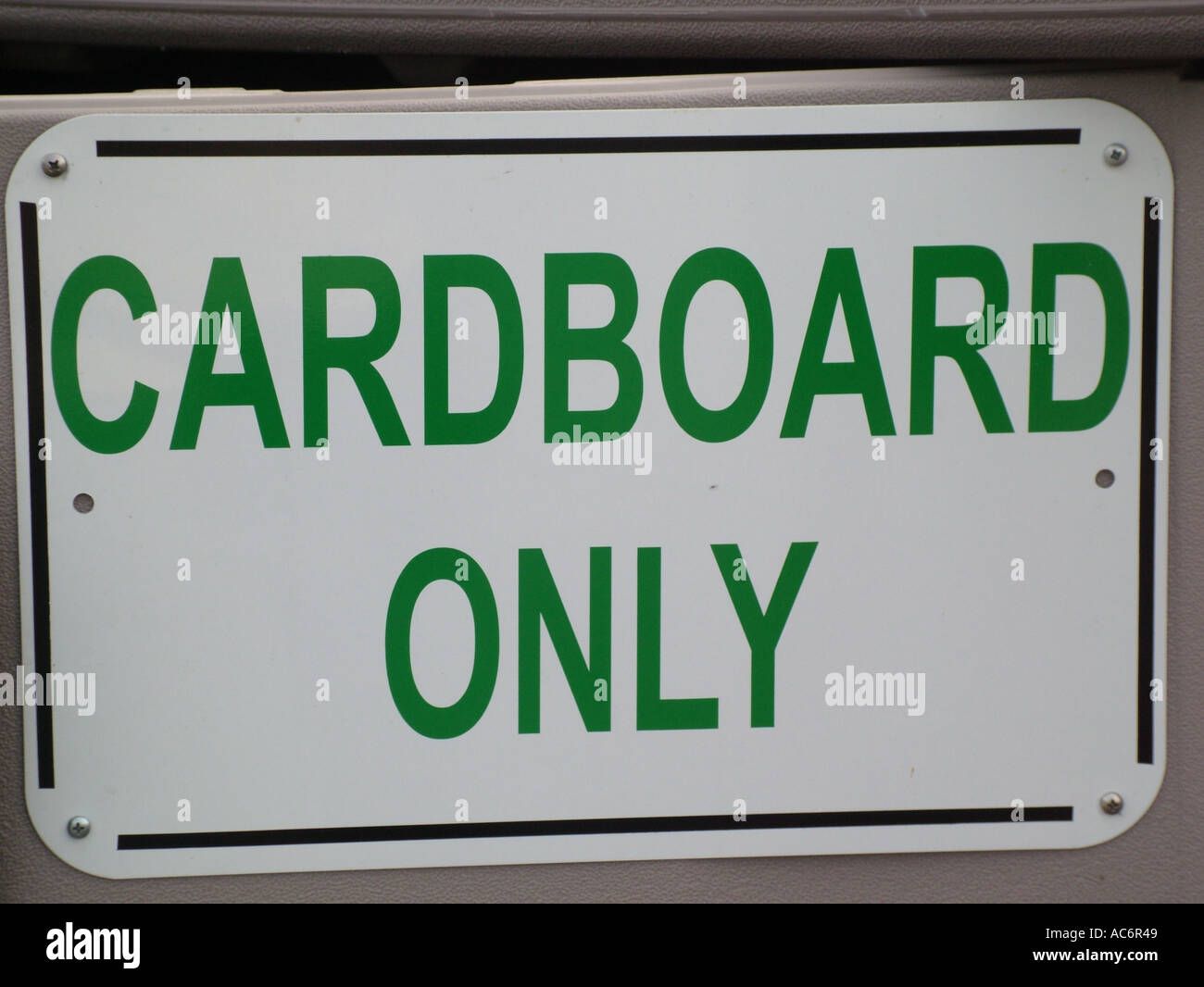 AJD42980, sign, Cardboard Only Stock Photo - Alamy