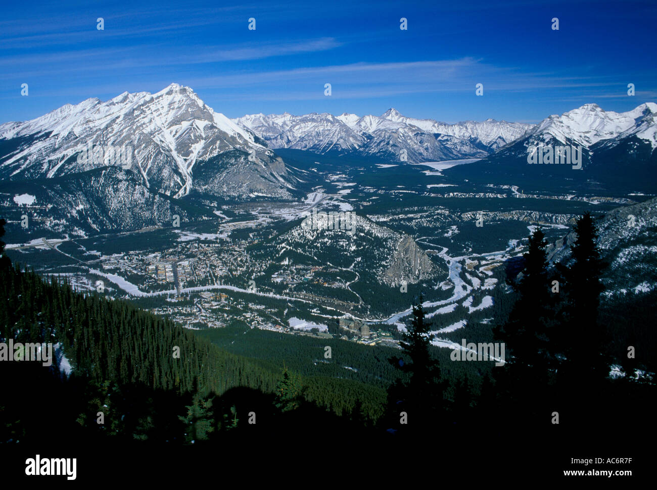 Cascade Mountain, Banff townsite, view from Sulphur Mountain, Sulphur ...
