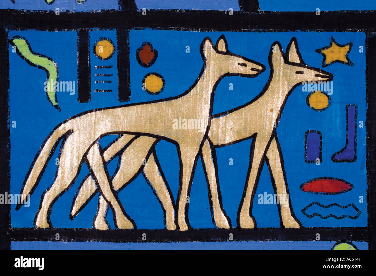 Egypt. Detail from modern hand painted papyrus produced for tourist ...