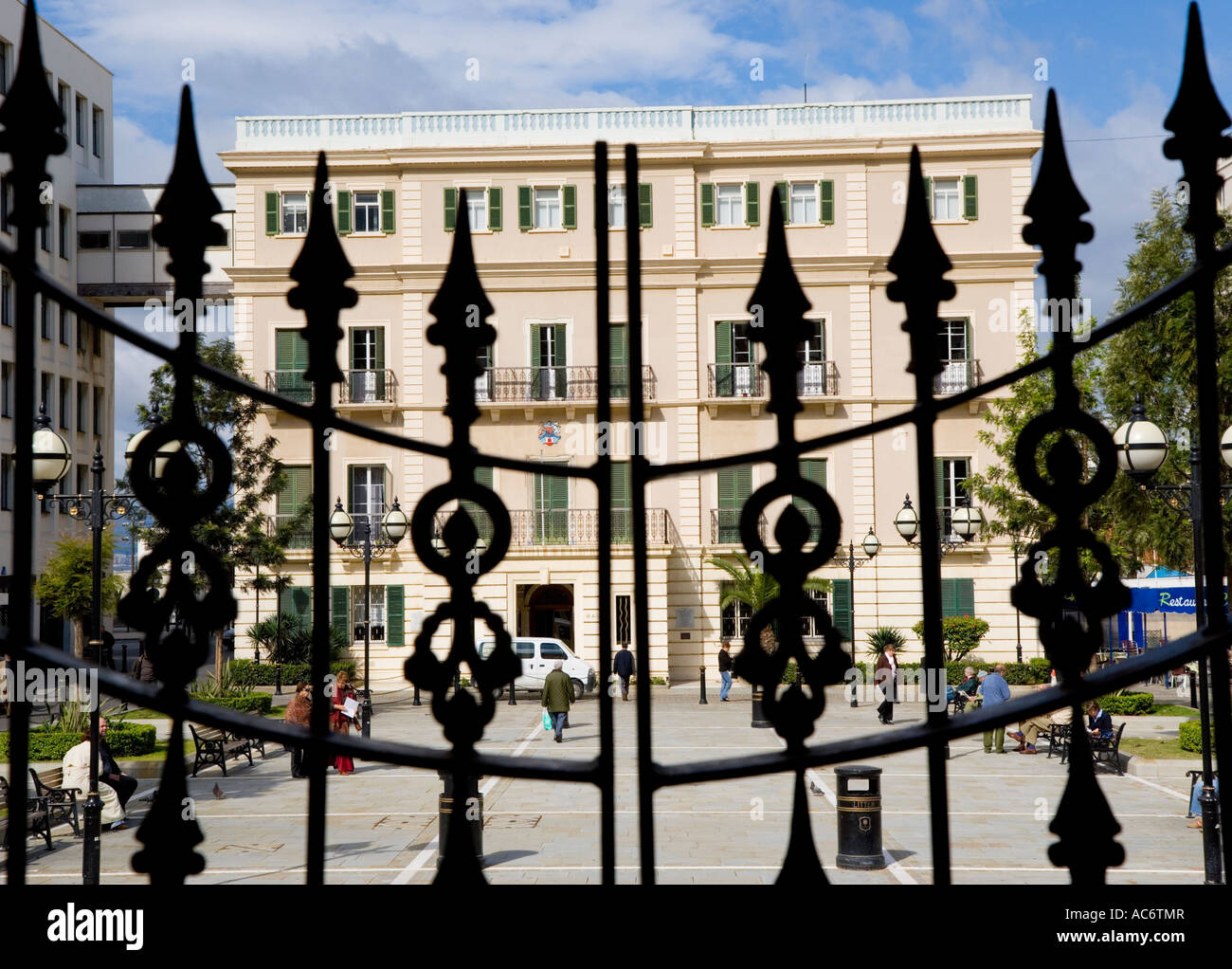 Gibraltar City Hall seen across John Mackintosh Square Stock Photo - Alamy