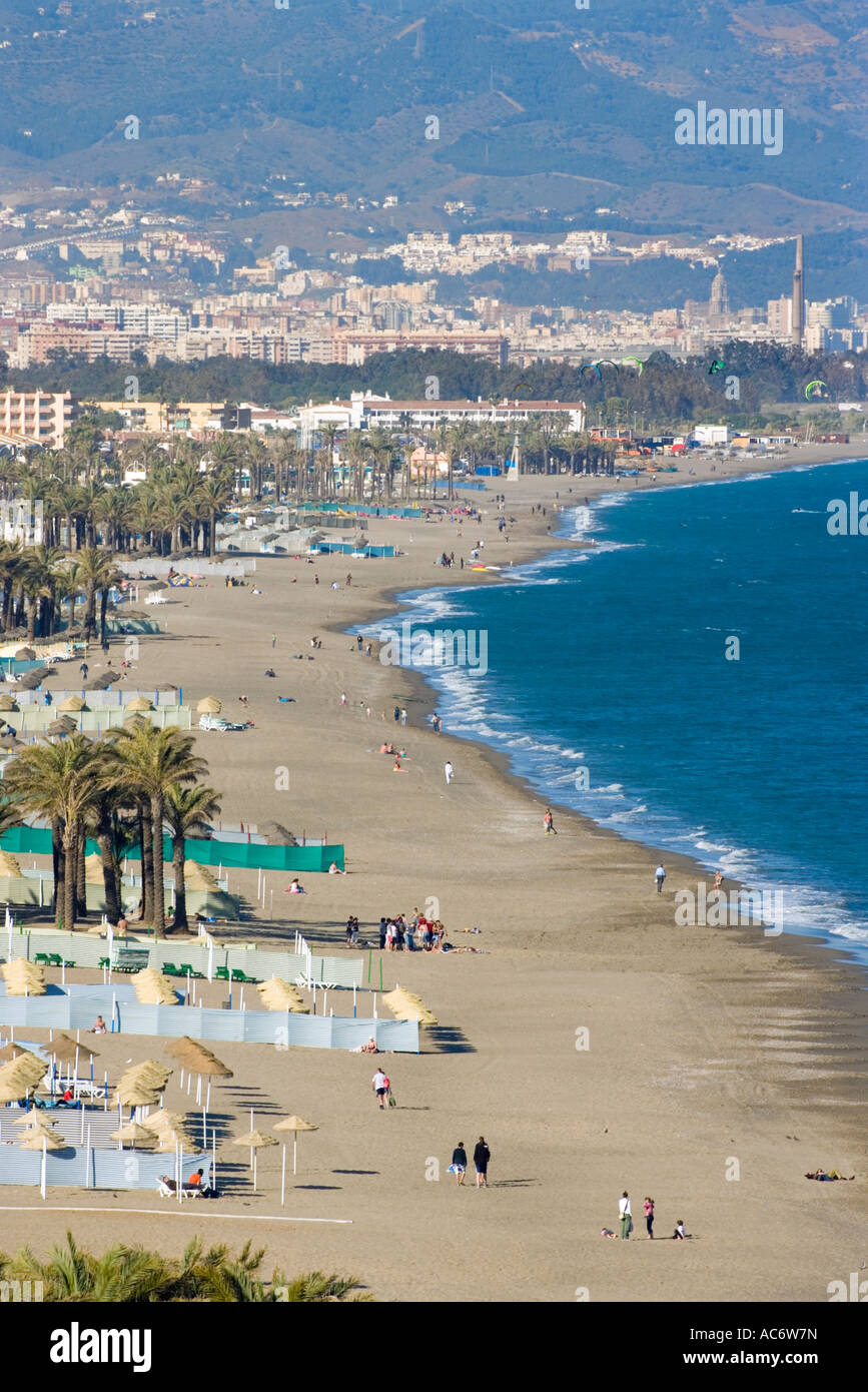 Torremolinos Costa del Sol Spain Bajondillo and Playamar beaches aerial ...
