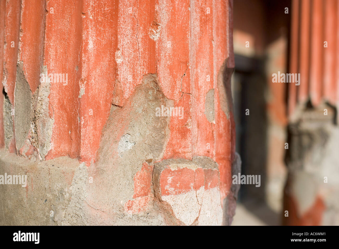 red columns in the casa del rilievo de telefo in the ruins of ...