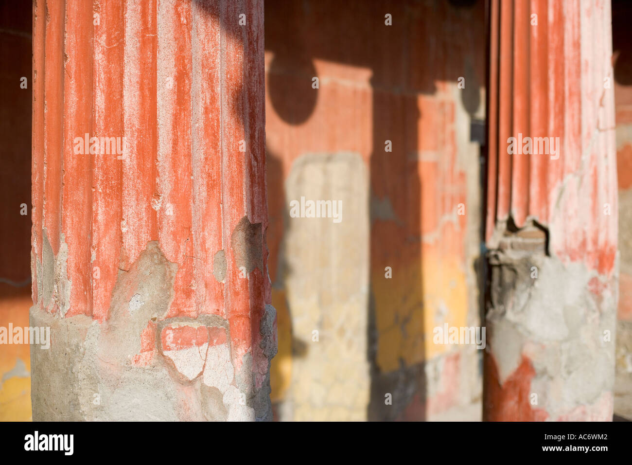 red columns in the casa del rilievo de telefo in the ruins of ...