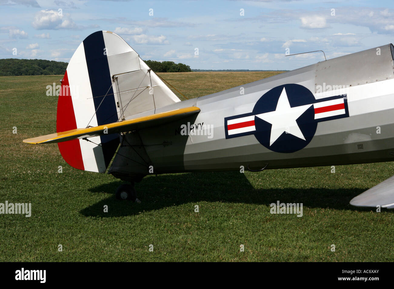 A vintage Stearman biplane tail section Stock Photo - Alamy