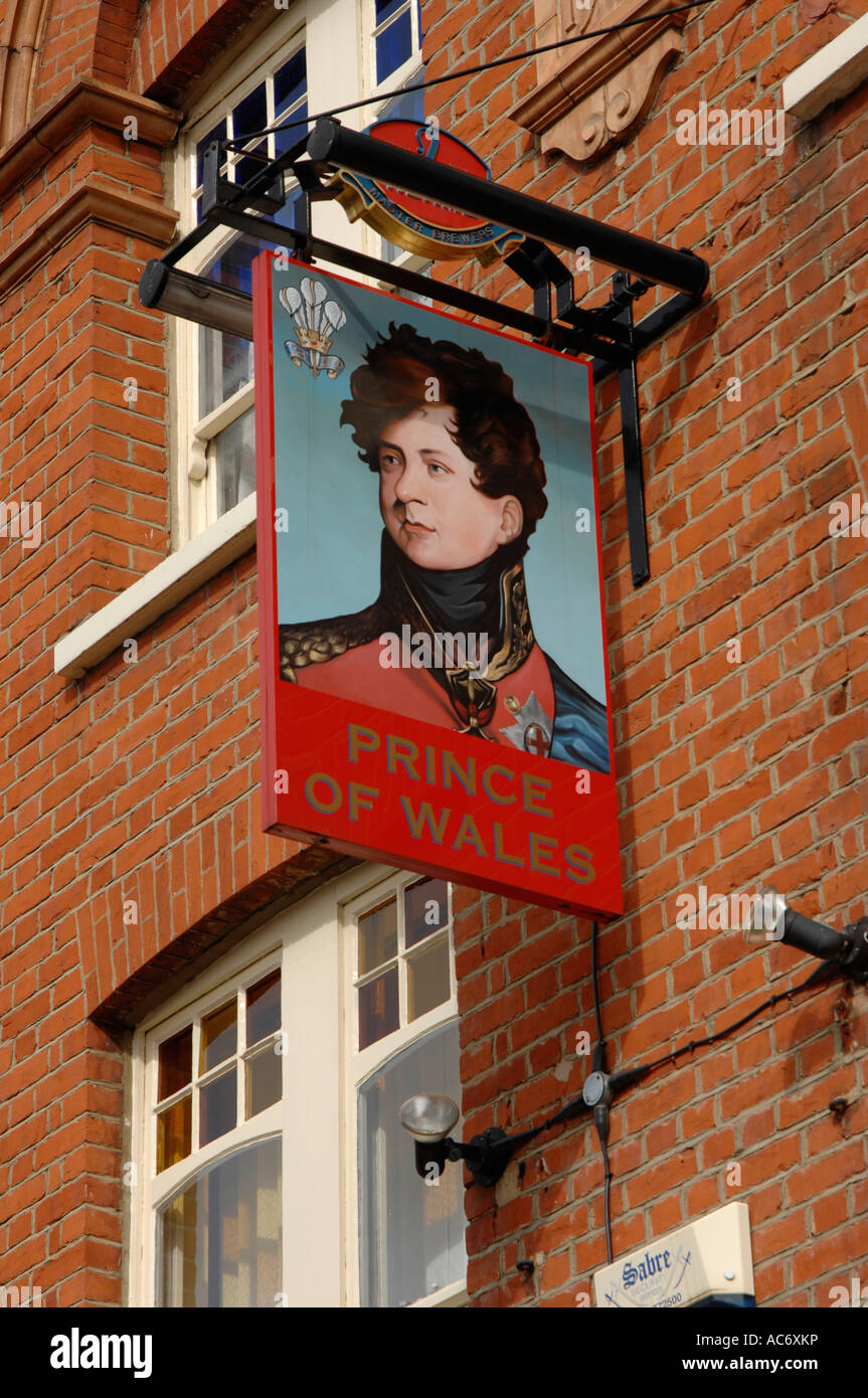 Prince of Wales traditional English pub sign Stock Photo - Alamy