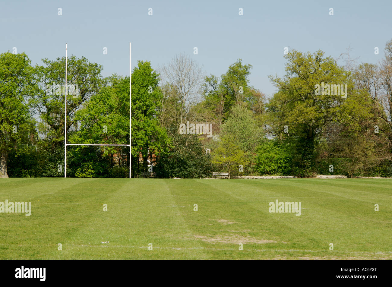 Letter H shape rugby posts with copy space Stock Photo - Alamy