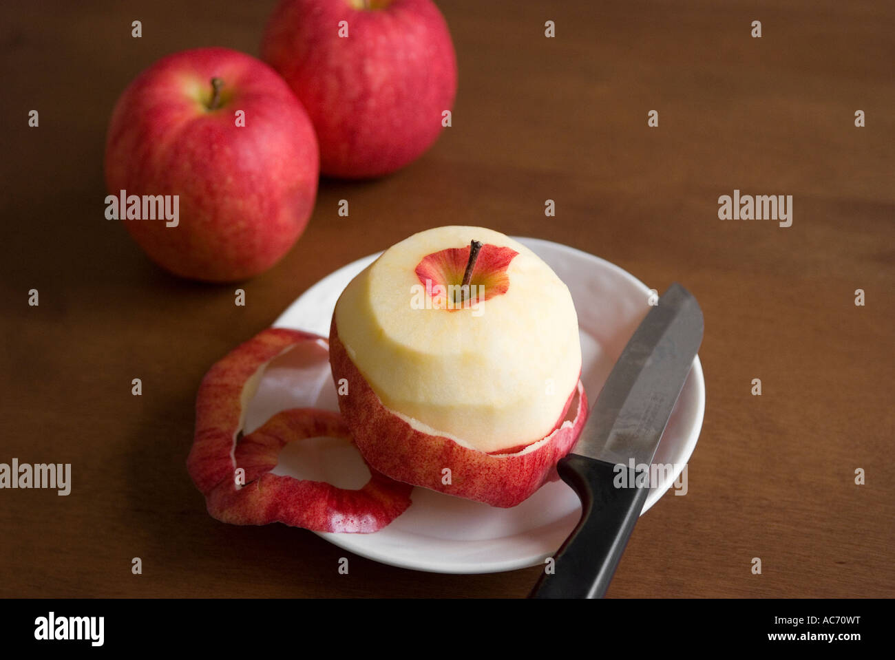 Apples and knife Stock Photo - Alamy