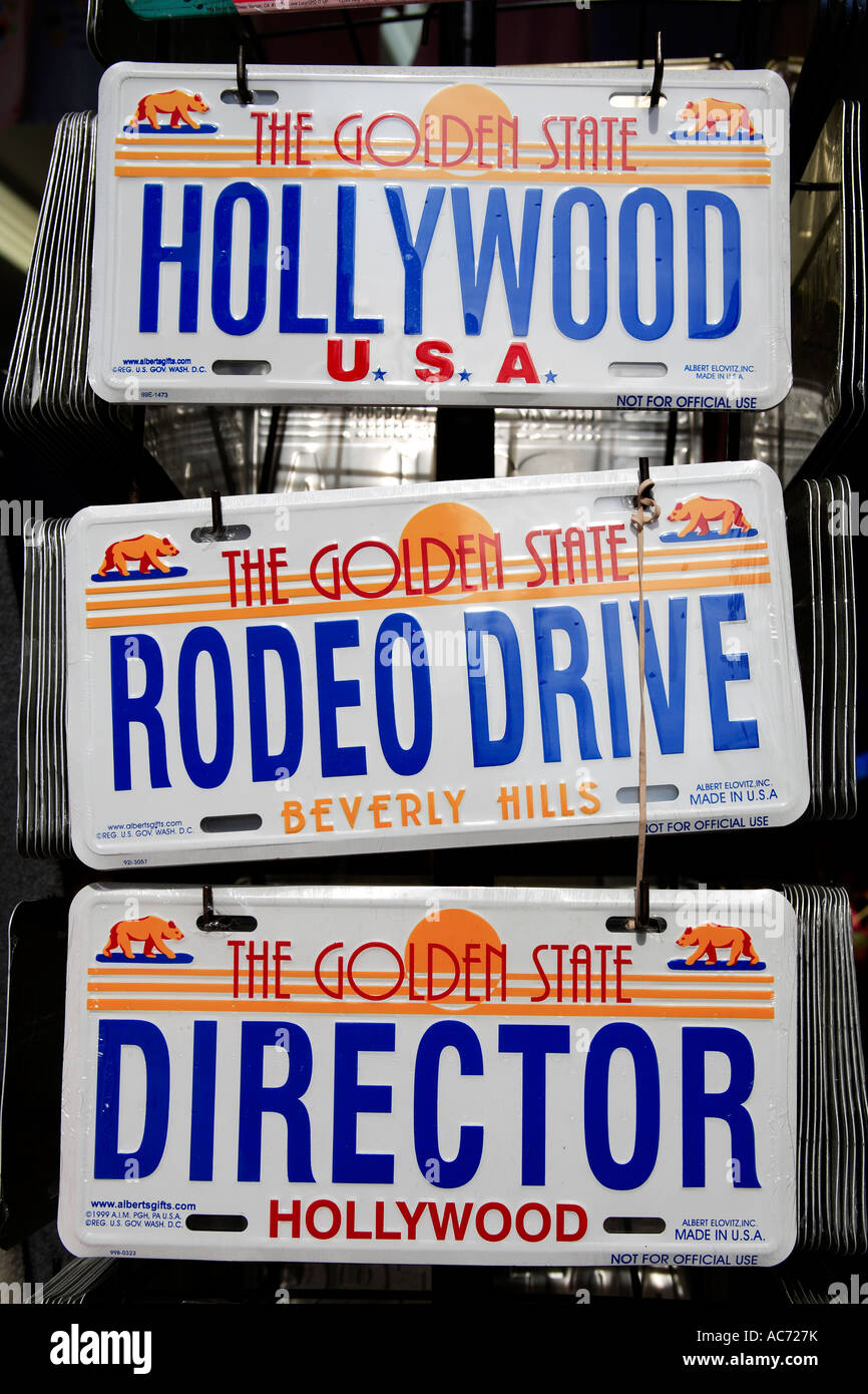 License plates for sale Hollywood Boulevard Los Angeles California USA ...