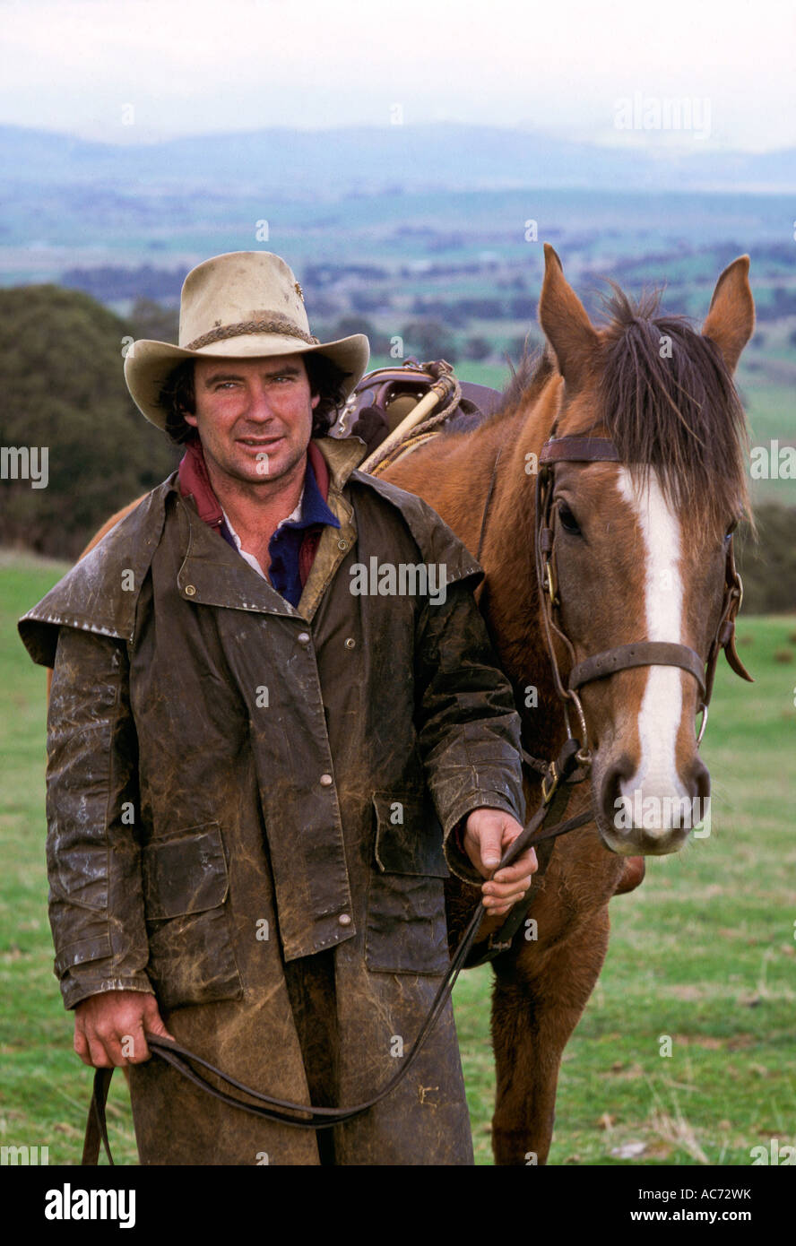 Stockman near Merrijig, Southern Alps foothills, Victoria, Australia ...
