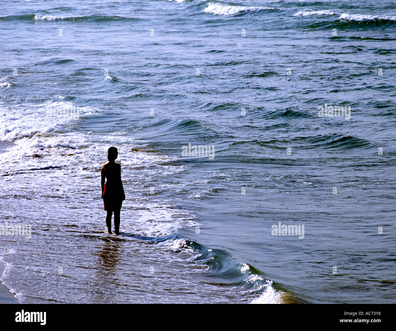 TOURIST IN WATER, CHOWARA BEACH NEAR KOVALAM Stock Photo - Alamy