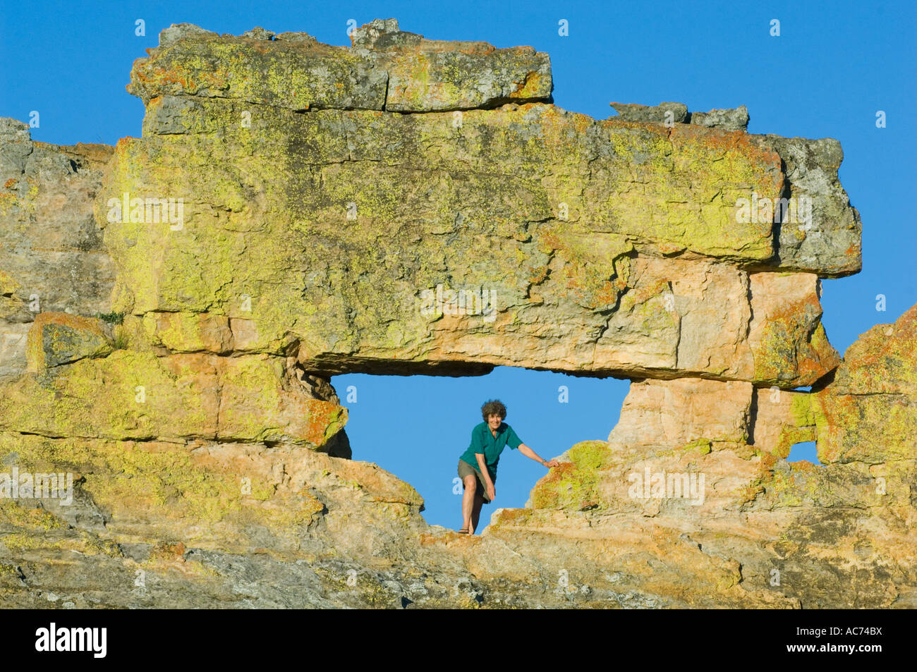 Madagascar, Isalo National Park, Sunset at La Fenetre or Window Stock ...