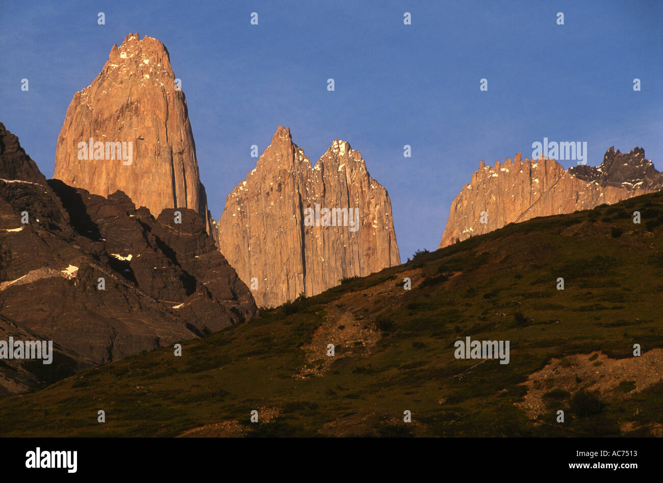SUNRISE on the TORRES TOWERS OF PAINE in TORRES DEL PAINE NATIONAL PARK ...