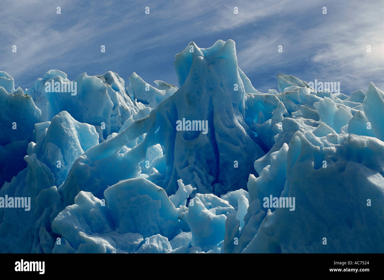 Fluted ICE SCULPTURES of the massive GREY GLACIER in TORRES DEL PAINE ...