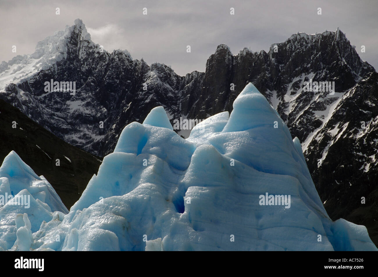 Fluted ICE SCULPTURES of the massive GREY GLACIER in TORRES DEL PAINE ...