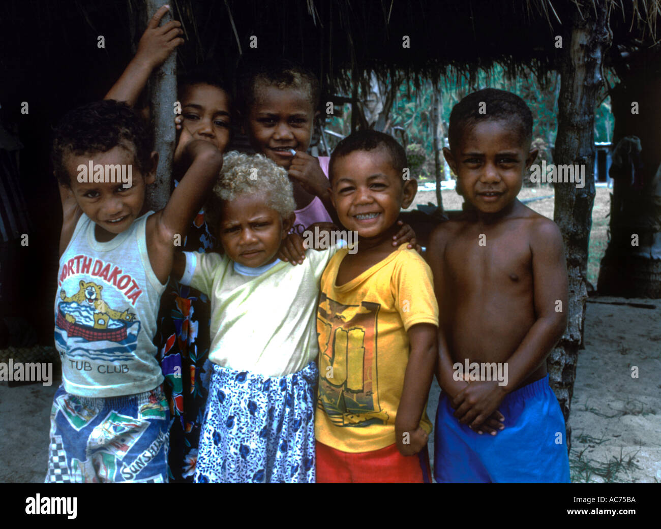 FIJIAN CHILDREN in the village of SOSO on the island of NAVITI in the ...