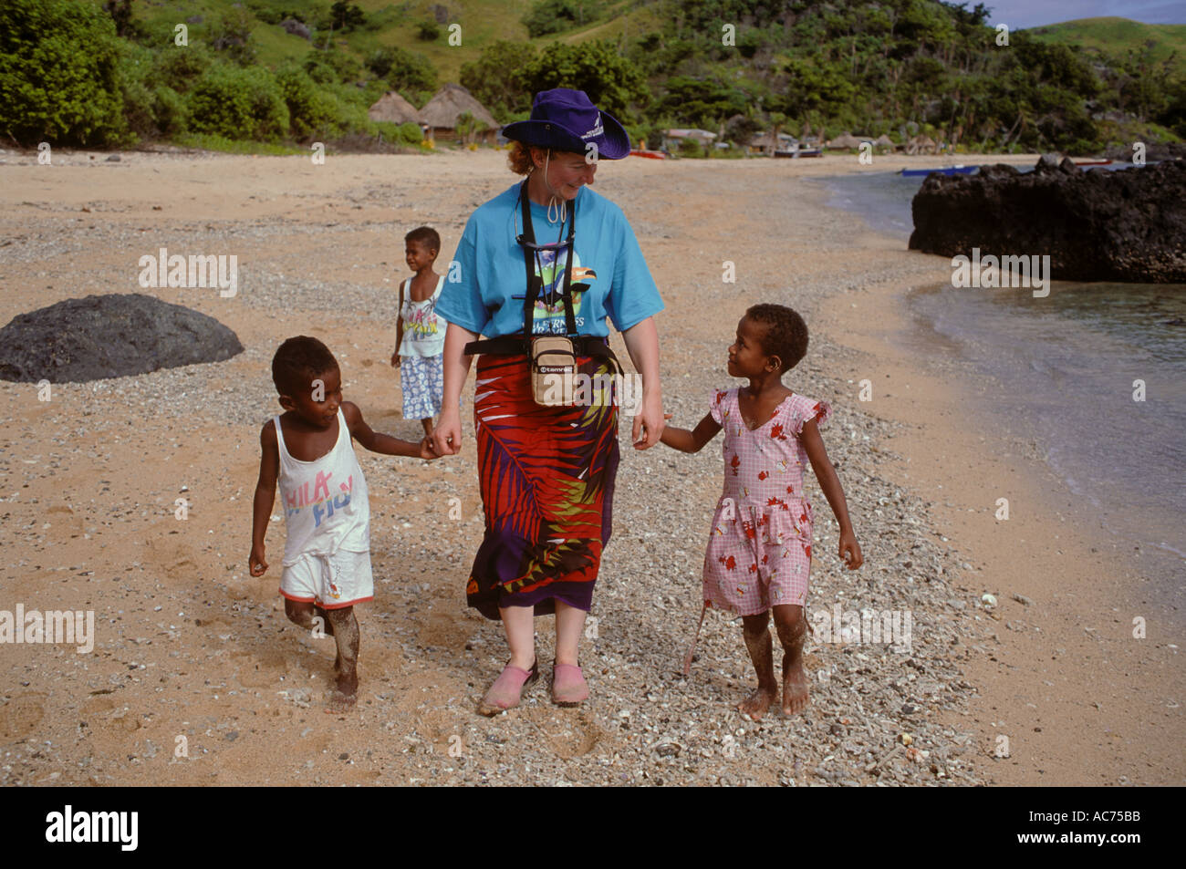 FIJIAN CHILDREN in the village of SOSO on the island of NAVITI in the ...