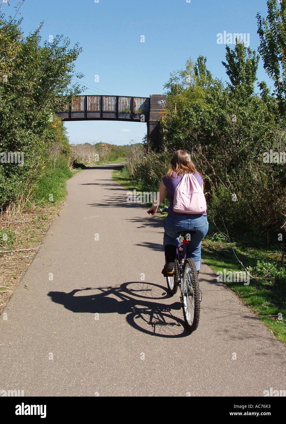 girl cycling on route 51 Stock Photo - Alamy