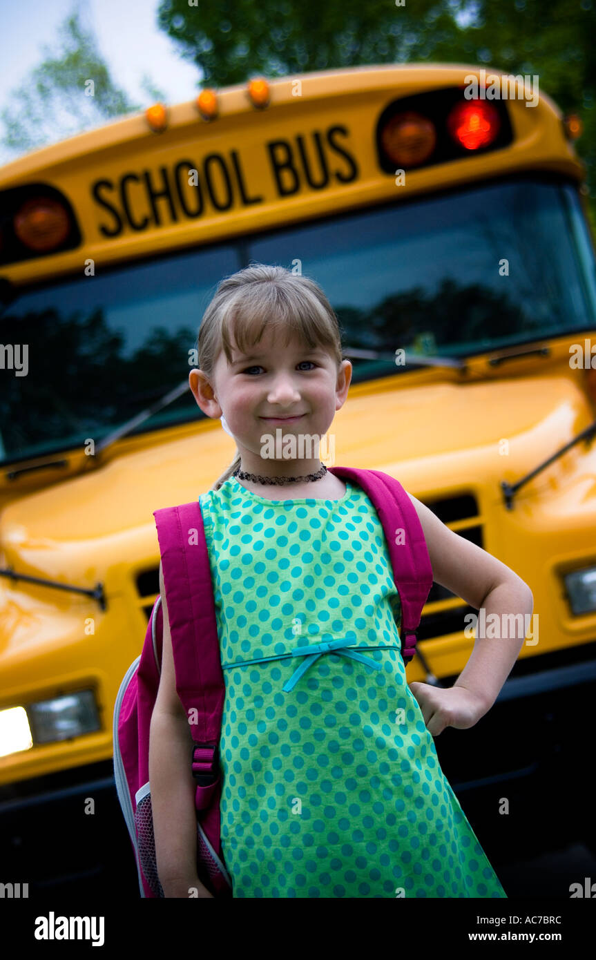 Girl getting on school bus hi-res stock photography and images - Alamy