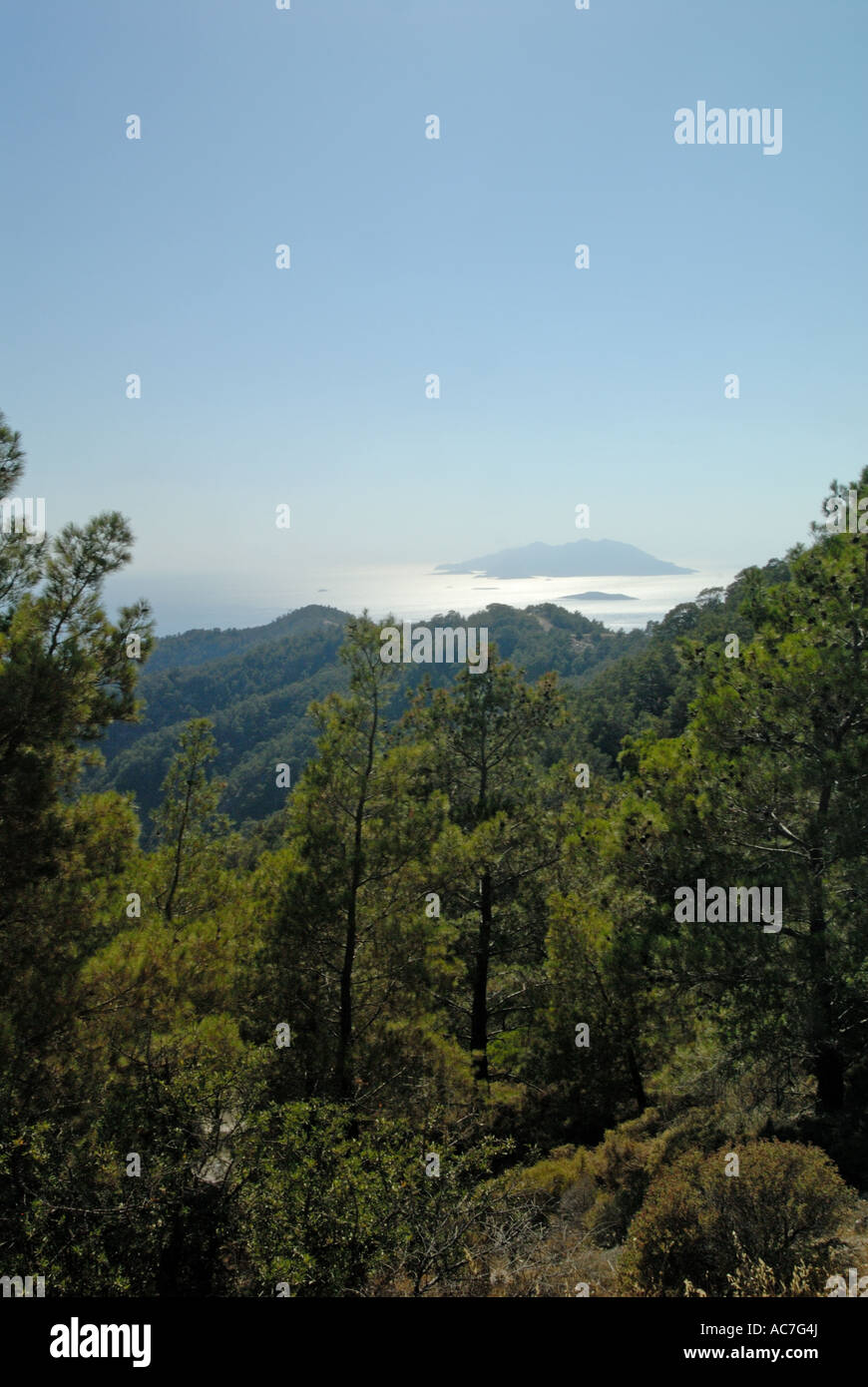 The view from Rhodes towards the two small islands Makri and Alimia ...