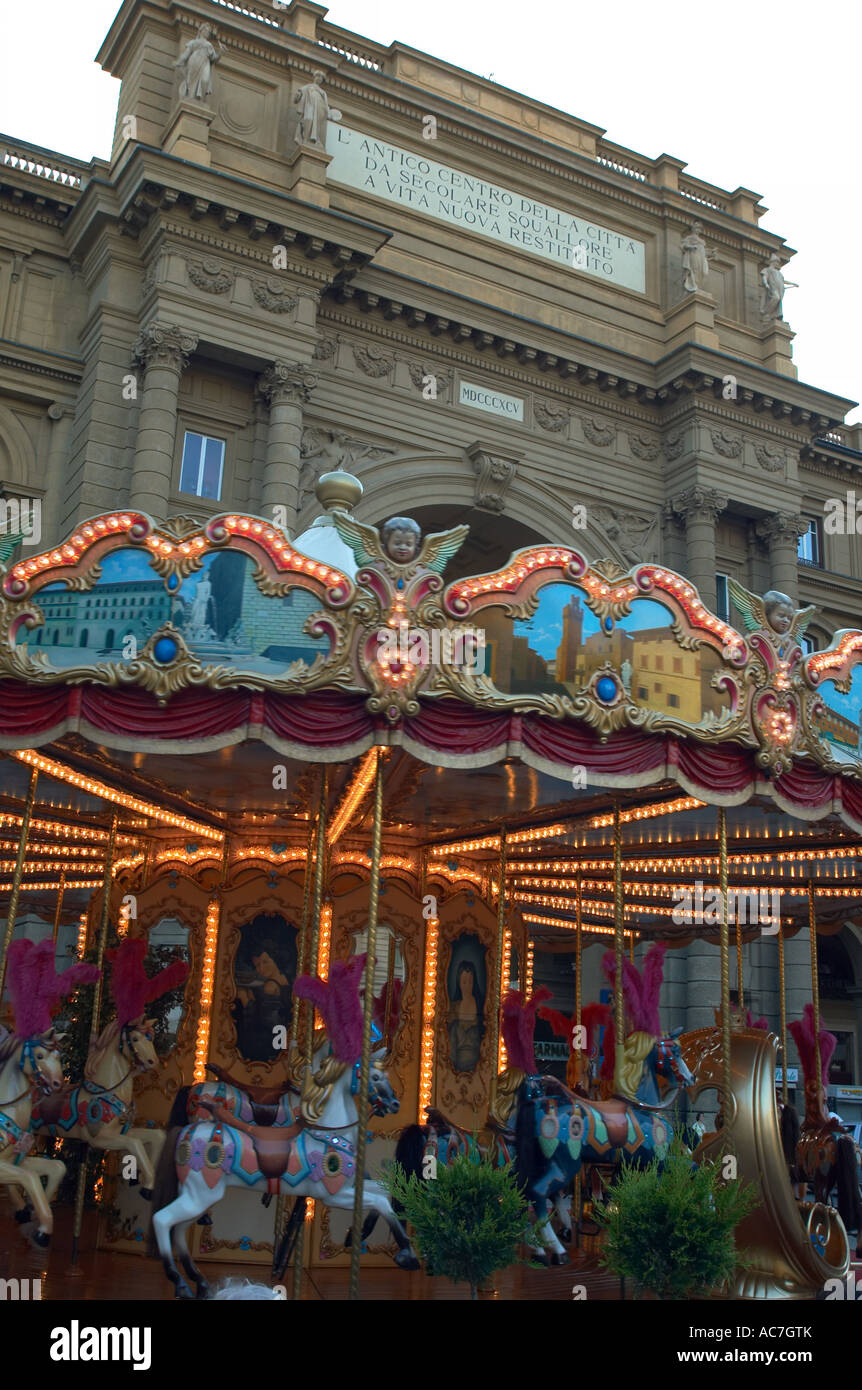 Carousel in a piazza, Florence, Italy Stock Photo - Alamy