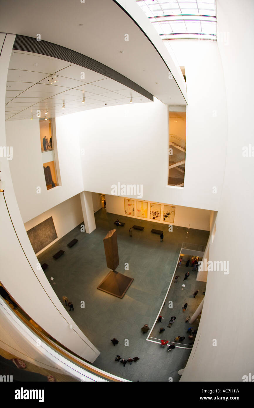 MOMA Museum of Modern Art interior with visitors fisheye lens midtown ...