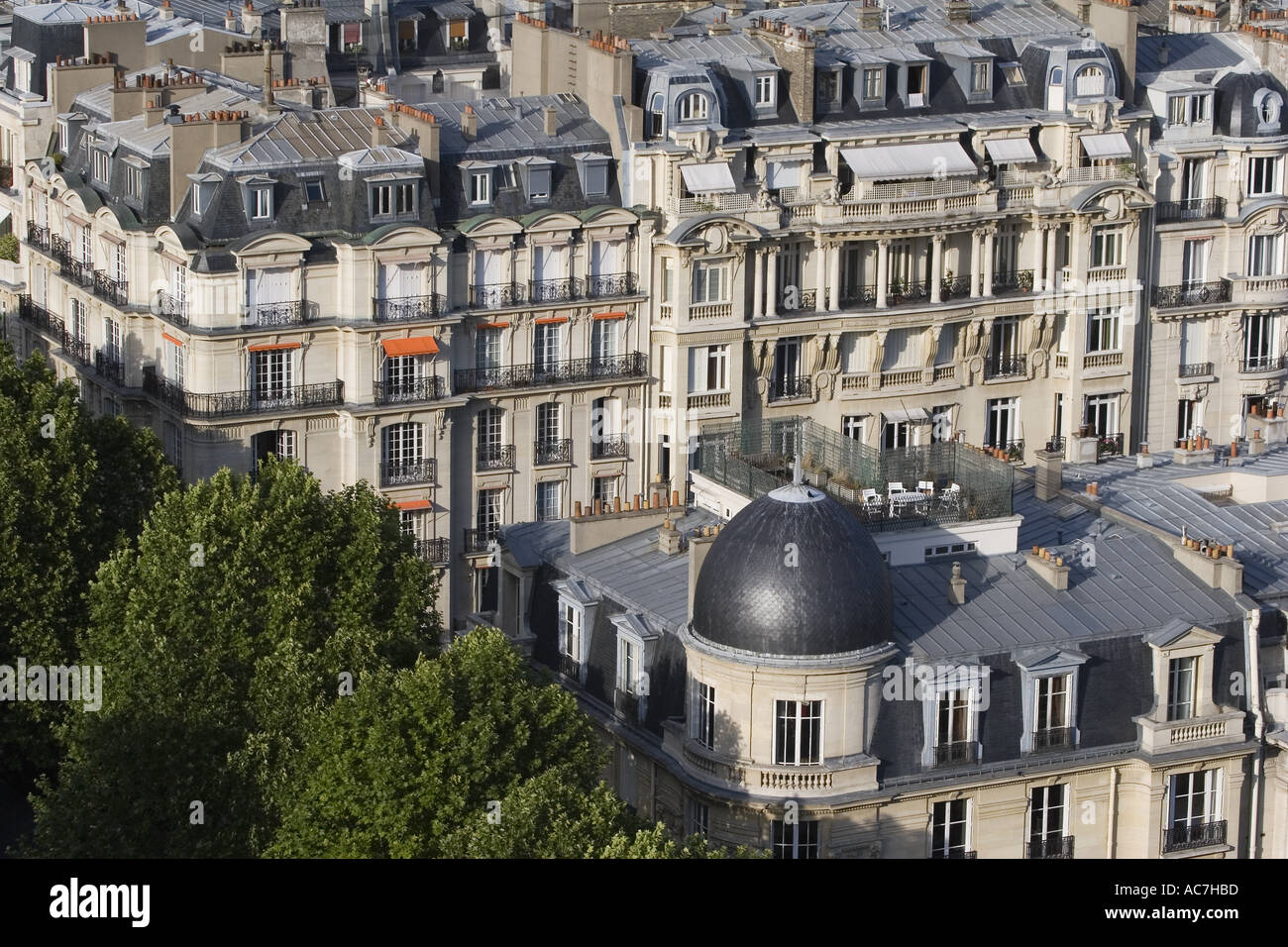 Residential buildings rooftop view from the Eiffel Tower Paris France ...