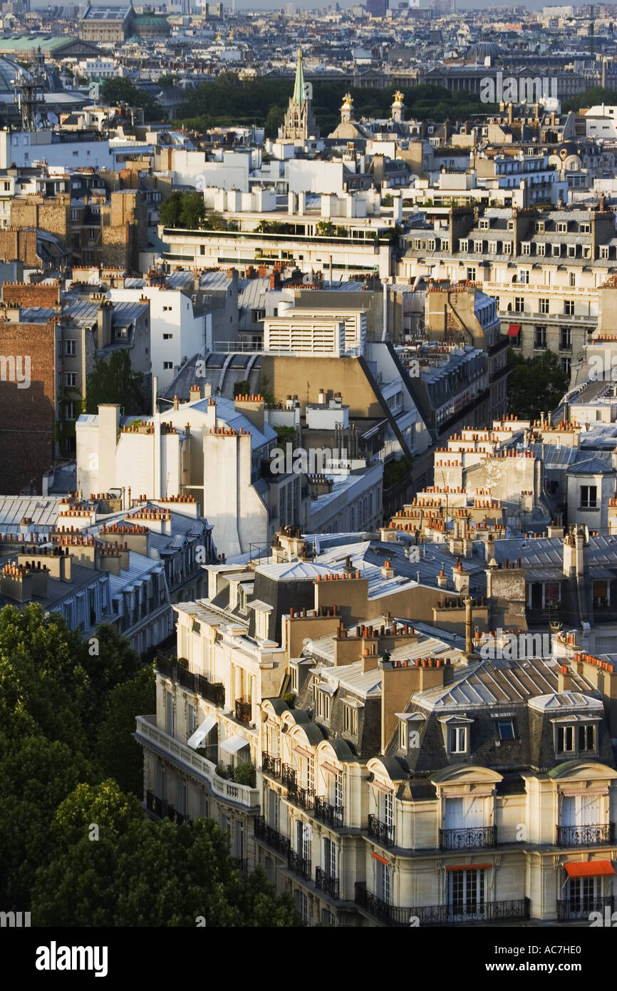 Rooftops view from the first level deck of the Eiffel Tower Paris ...