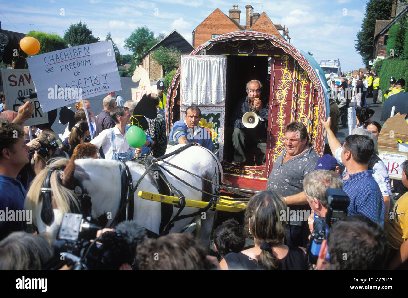 Gypsy councillor Eli Frankham speaks out from his bowtop wagon as he ...
