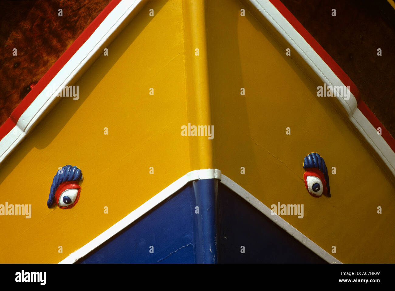 traditional Evil Eyes on the bows of a brightly coloured Maltese ...