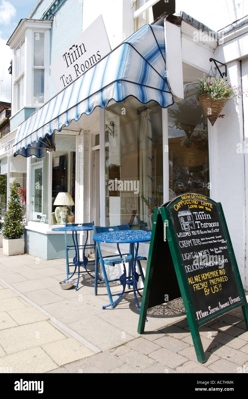 Tables outside Tiffin tea rooms on west street Stock Photo - Alamy