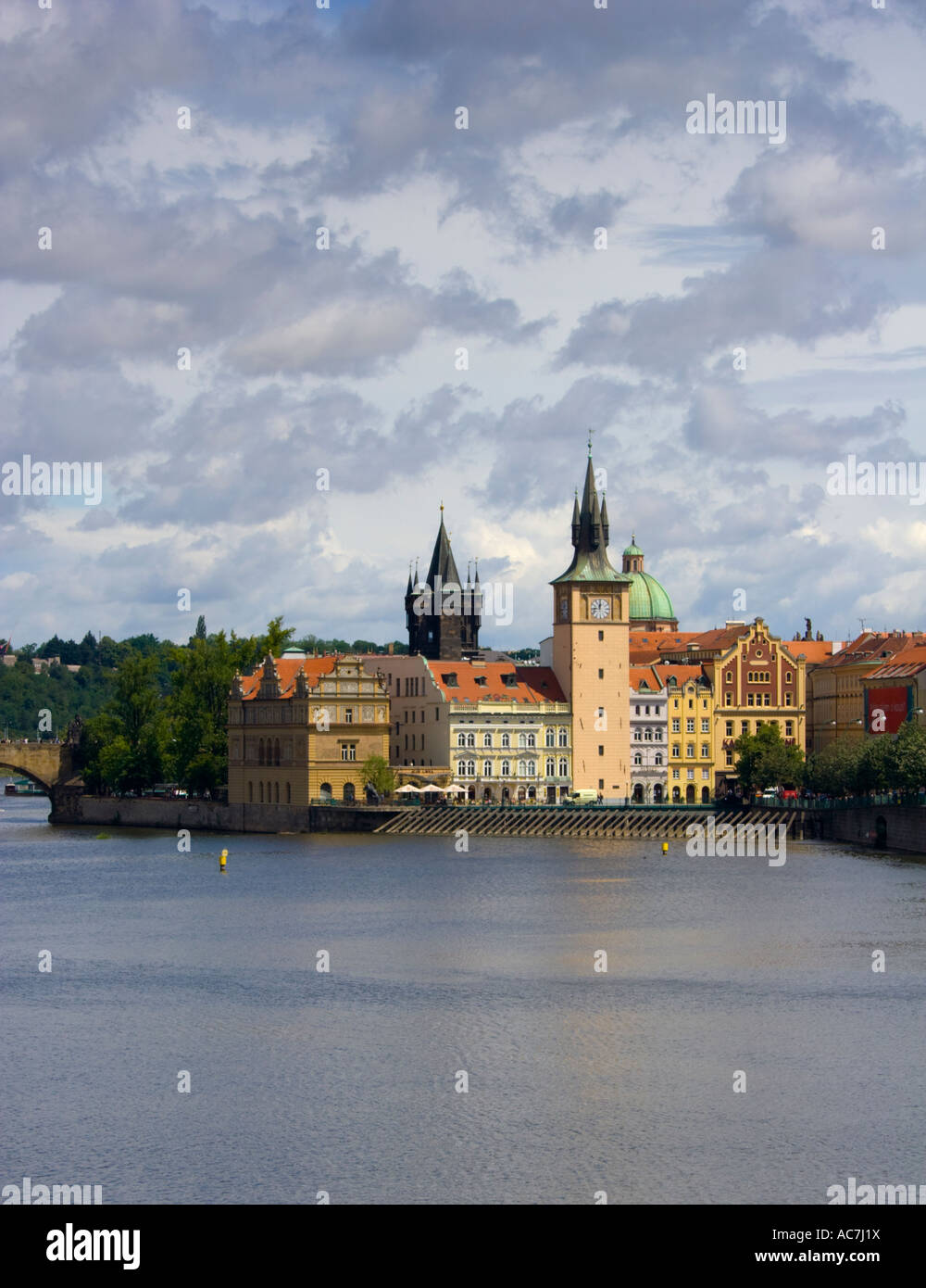 View down the river Vltava Prague Czech Republic Stock Photo - Alamy