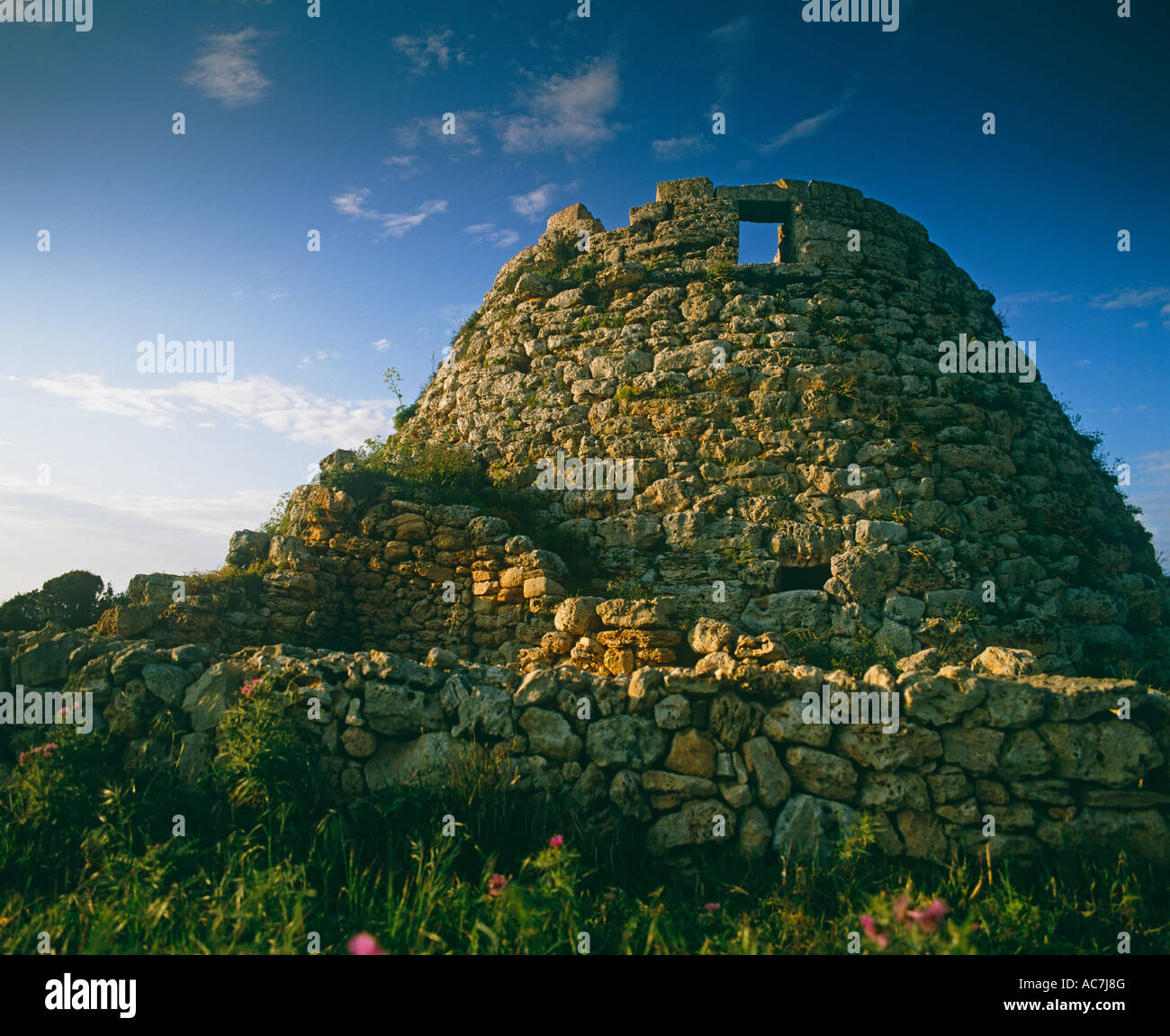 Large round stone structure known as a Talaiot at Torello on the Island ...